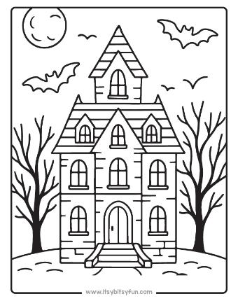 Free Printable Haunted Mansion Coloring Pages - Itsy Bitsy Fun