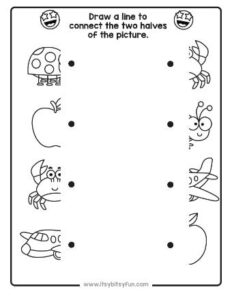 Match the Halves Preschool Worksheets - Itsy Bitsy Fun