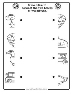 Match the Halves Preschool Worksheets - Itsy Bitsy Fun