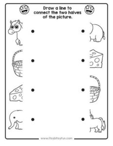 Match the Halves Preschool Worksheets - Itsy Bitsy Fun