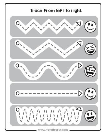 Pre-Writing Skills Worksheets (highlighter marker) - Itsy Bitsy Fun