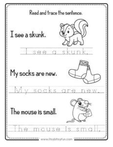 Fall Tracing Sentence Worksheets for Kindergarten - Itsy Bitsy Fun
