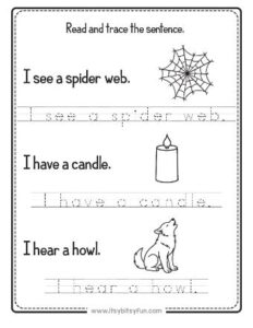 Halloween Tracing Sentence Worksheets for Kindergarten - Itsy Bitsy Fun