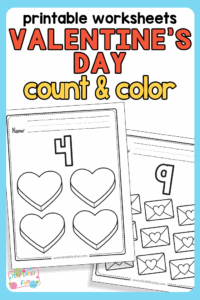 Valentine's Day Count and Color Worksheets - Itsy Bitsy Fun