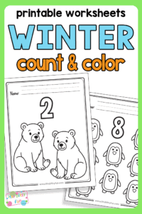 Winter Count and Color Worksheets - Itsy Bitsy Fun