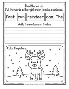 Christmas Unscramble the Sentence Kindergarten Writing Worksheets ...