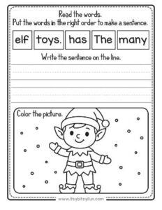 Christmas Unscramble the Sentence Kindergarten Writing Worksheets ...