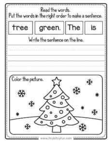 Christmas Unscramble the Sentence Kindergarten Writing Worksheets ...