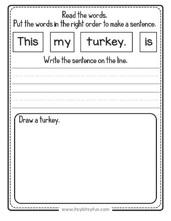 Thanksgiving Unscramble the Sentence Kindergarten Writing Worksheets ...