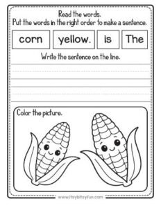 Thanksgiving Unscramble the Sentence Kindergarten Writing Worksheets ...